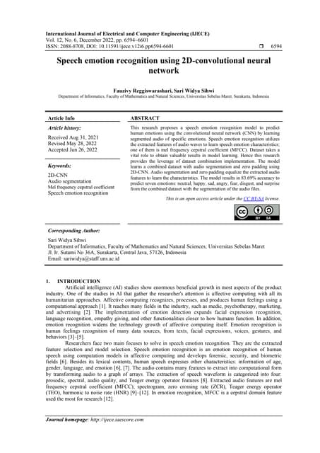 Speech emotion recognition | PDF