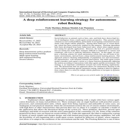 A deep reinforcement learning strategy for autonomous robot flocking | PDF