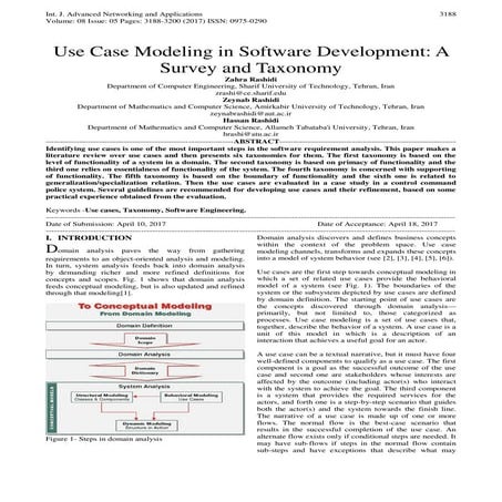 Use Case Modeling In Software Development A Survey And Taxonomy Pdf