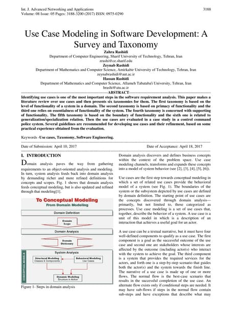 Use Case Modeling In Software Development A Survey And Taxonomy Pdf