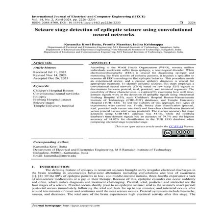 Seizure stage detection of epileptic seizure using convolutional neural networks | PDF | Brain ...