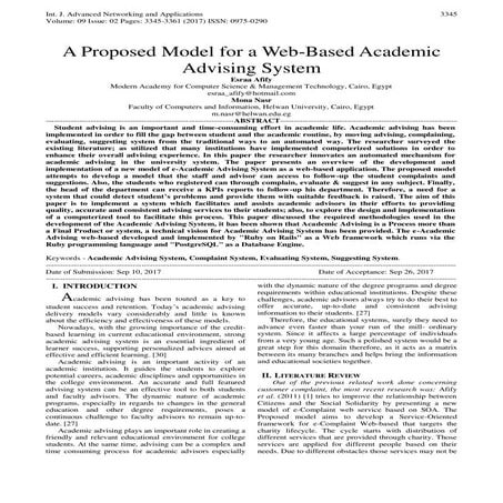 A Proposed Model for a Web-Based Academic Advising System | PDF