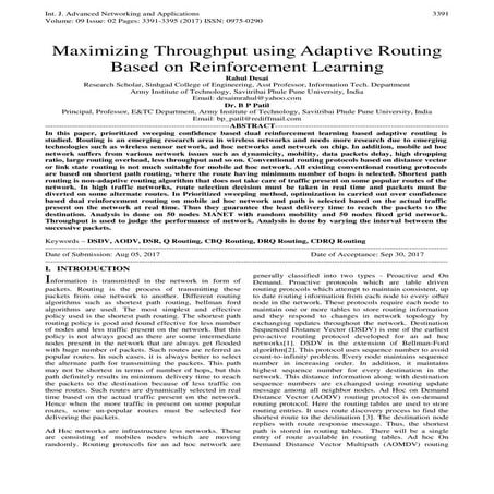 Maximizing Throughput Using Adaptive Routing Based On Reinforcement Learning Pdf