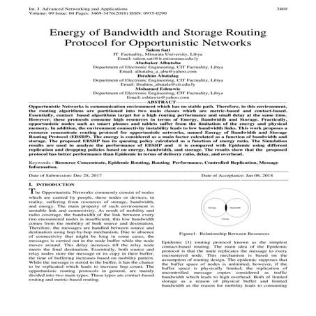 Energy of Bandwidth and Storage Routing Protocol for Opportunistic Networks | PDF