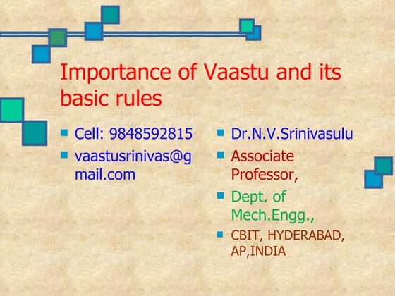 Vaastu and manasara | PPT