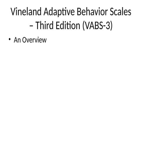 VABS3_Introduction.pptx.Assessment.Psychological | PPTX