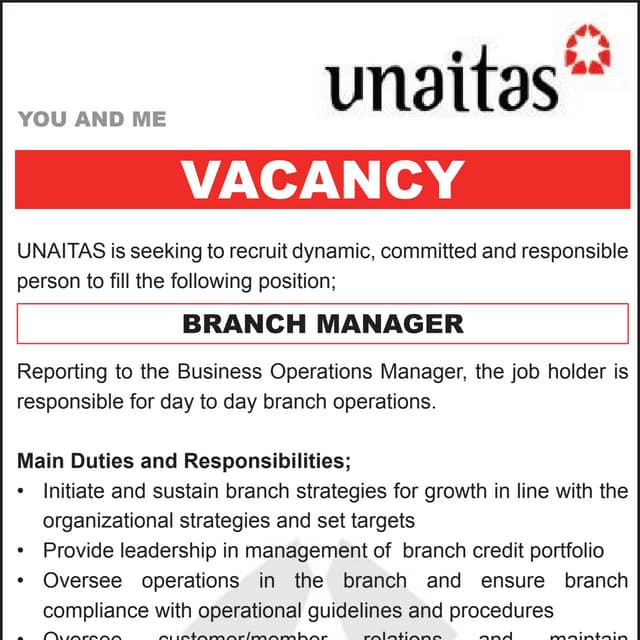 Vacancy - Branch Manager | PDF