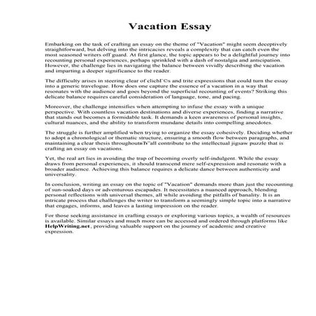 Vacation Essay | PDF