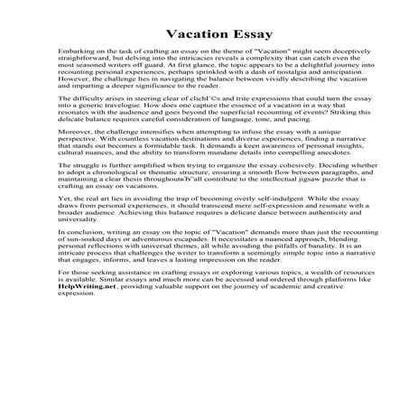 Vacation Essay | PDF
