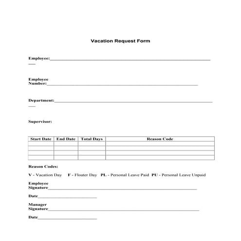 Vacation request form | DOCX