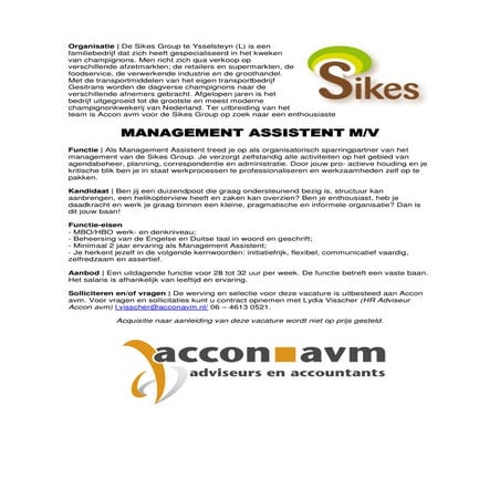 Vacaturetekst management assistent | PDF