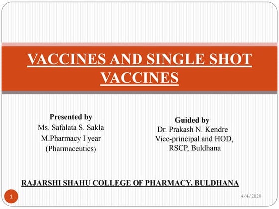 Single shot vaccines Naveen Balaji | PPT