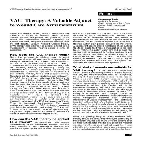 Vac therapy a valuable adjunct to wound care armamentarium | PDF