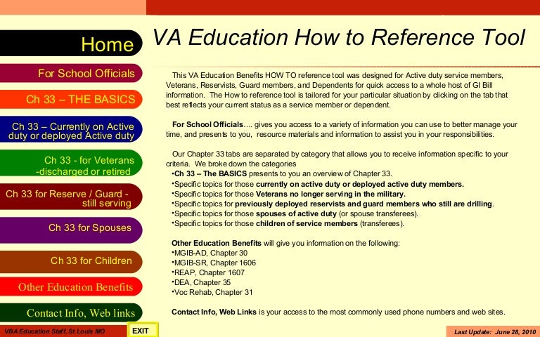 Va education how to reference tool