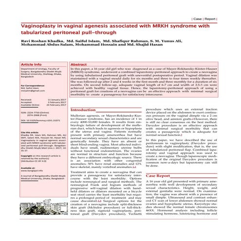 Vaginoplasty..... by peritoneal pull through (davydovs technique) | PDF