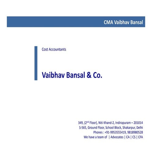 Vaibhav bansal & co practising cost accountants | PDF