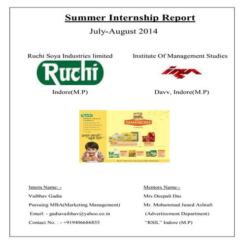 Vaibhav gadia summer internship report | PDF