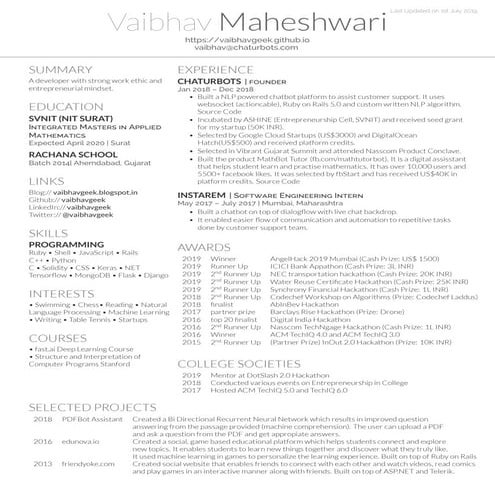 Resume | PDF | Programming Languages | Computing