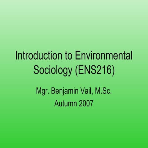 Introduction to Environmental Sociology | PPT