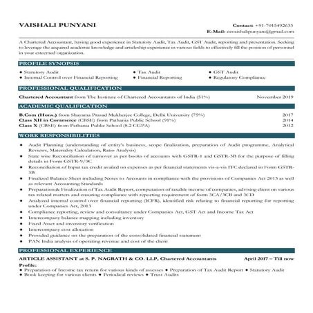 Vaishali punyani cv | PDF