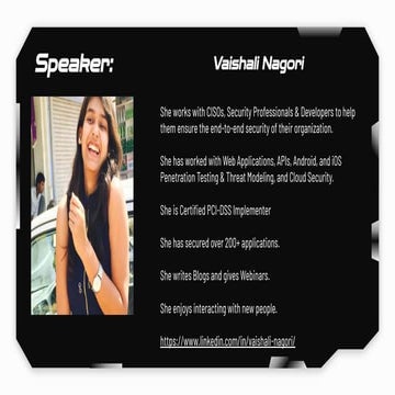 APIsecure 2023 - Vaishali's Guide to Hacking APIs, Vaishali Nagori (Appknox) | PPT