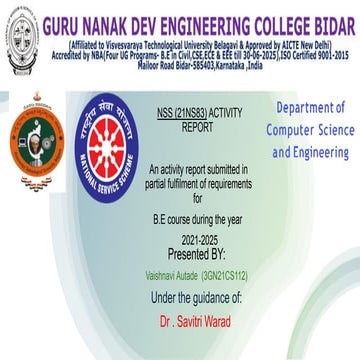 Vaish NSS.pdf Engineering activity report on nss during be course | PDF