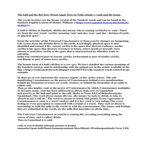 The bull and the Bel Tree (Wood-Apple Tree) in Vedic rituals—-vaak and ...