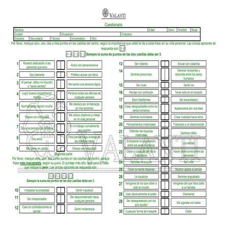 test Valanti psicología para empleados nuevos | PDF