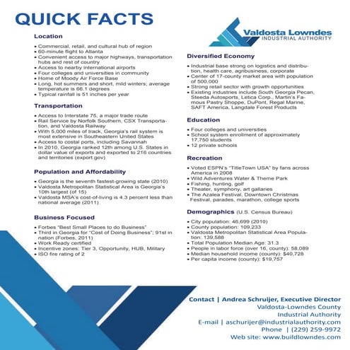 Valdosta-Lowndes County Quick Facts | PDF