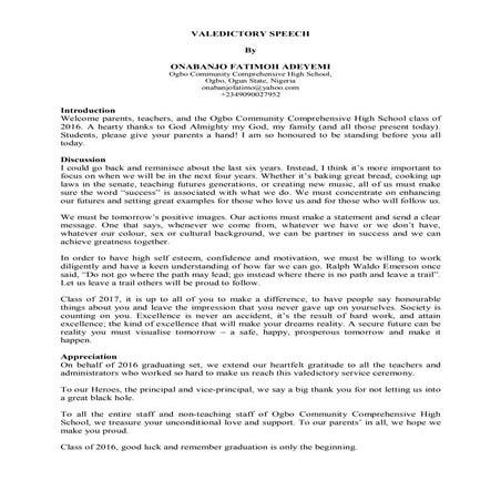 Valedictory speech | PDF