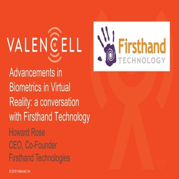 Advancements in Biometrics in Virtual Reality: a conversation with Firsthand Technology | PDF