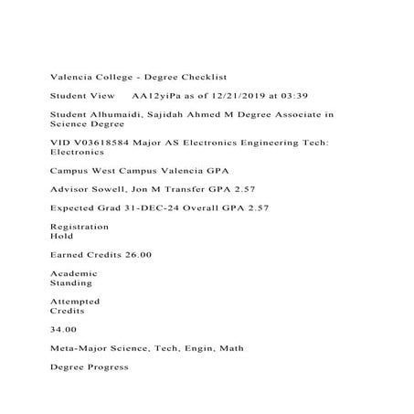 Valencia College - Degree ChecklistStudent View AA12yi.docx