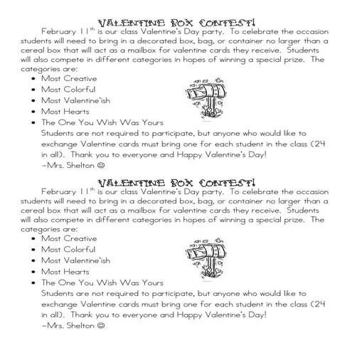 Valentine box contest | PDF