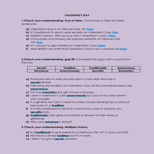 Valentine's day | DOCX | National & Civic Holidays | Holidays