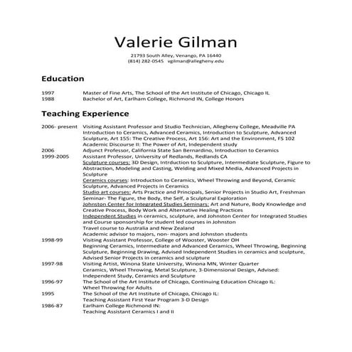 Stacey Streett Artist CV | PDF