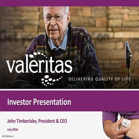 Valeritas PPO Presentation July | PDF | Diabetes | Diseases and Conditions