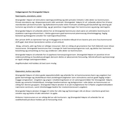 Valgprogram for Drangedal Høyre | PDF