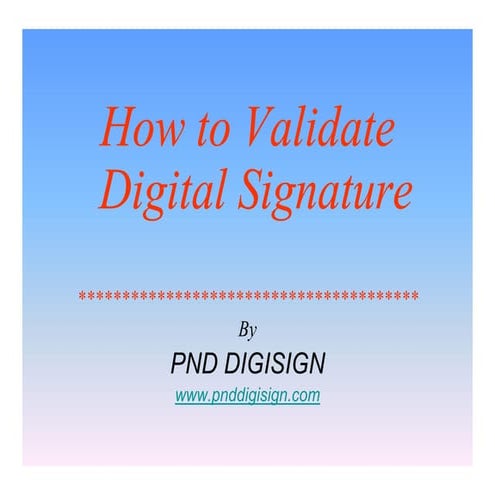 How to Validate digital signature on PDF Document | PDF