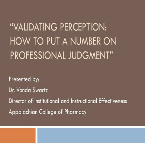 Validating Perception Preceptor Development For Acp | PPT
