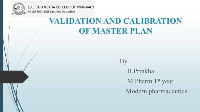 Validation master plan | PPTX
