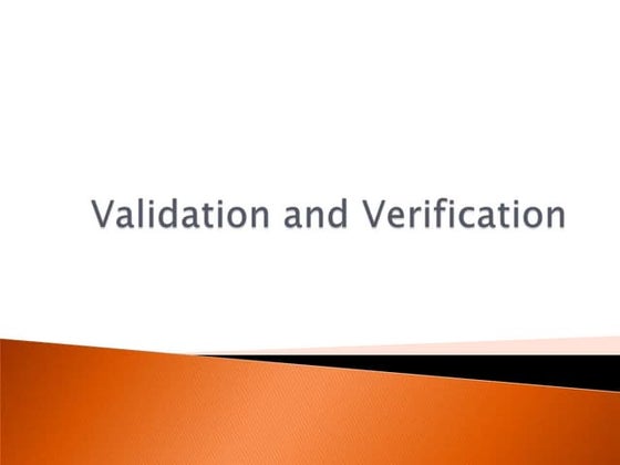 Verification And Validation Ppt