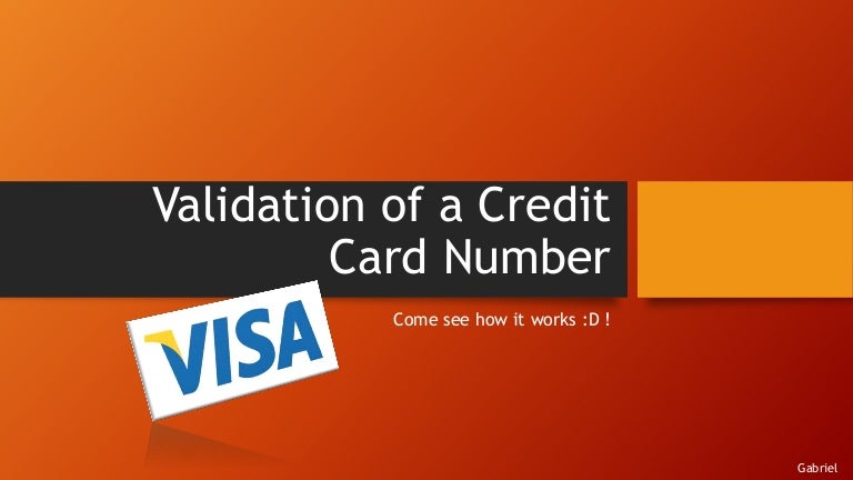 Validation Of A Credit Card Number
