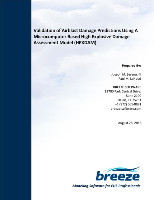 Explosion Damage and Injury Assessment Modeling: Balancing Model ...