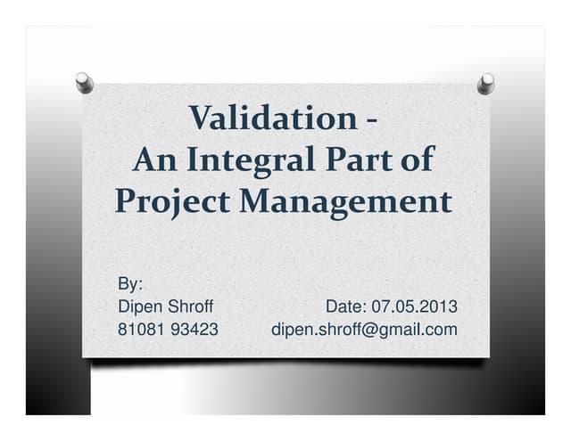 Validation Project Management Ppt