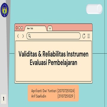 Validitas & Reliabilitas Instrumen Evaluasi Pembelajaran.pdf