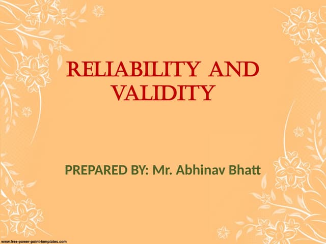 Validity and Reliability | PPT | Standardized Testing | Educational ...