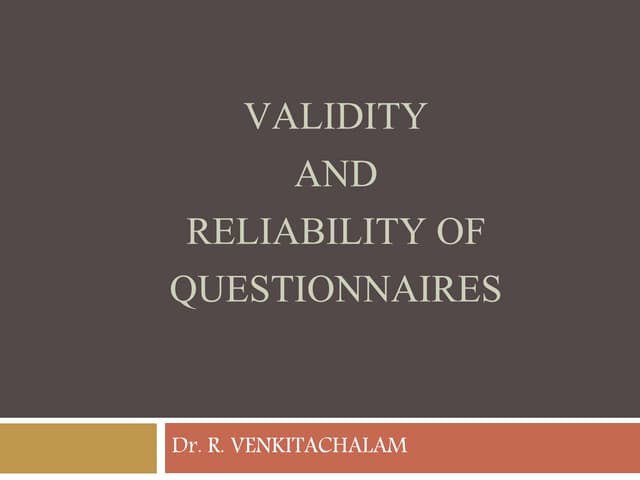 Validity and Reliability | PPT