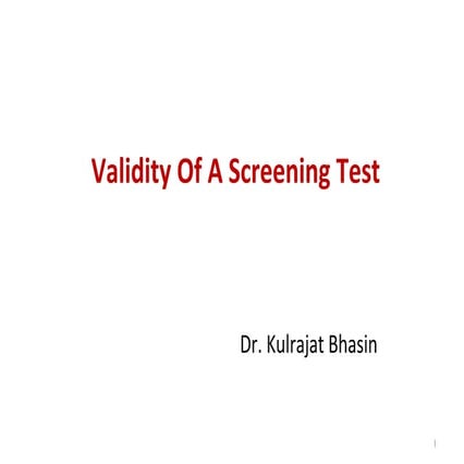 Validity of a screening test | PPT