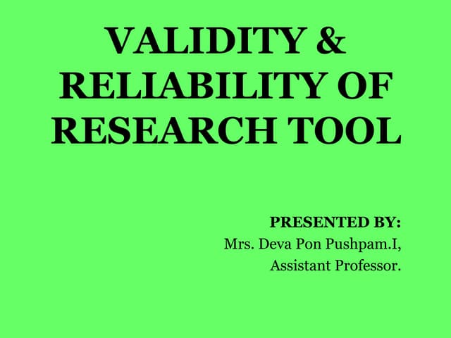 Validity and Reliability | PPT