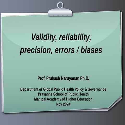 Validity, reliability and bias.research methodology | PPT
